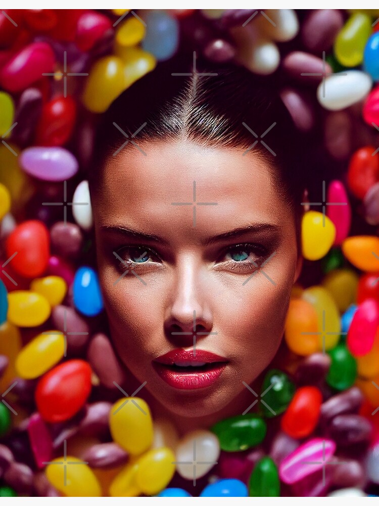 "Portrait Of A Beautiful Woman With Face Surrounded By Sweet Colorful ...