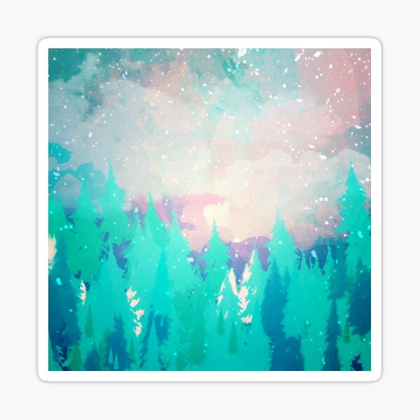 "Snowy Winter Forest" Sticker for Sale by Rainbows Galore | Redbubble