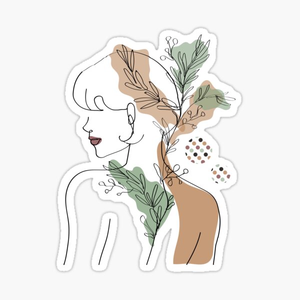 "Plant Women Line Art" Sticker for Sale by RUMI-ART-PLANET | Redbubble