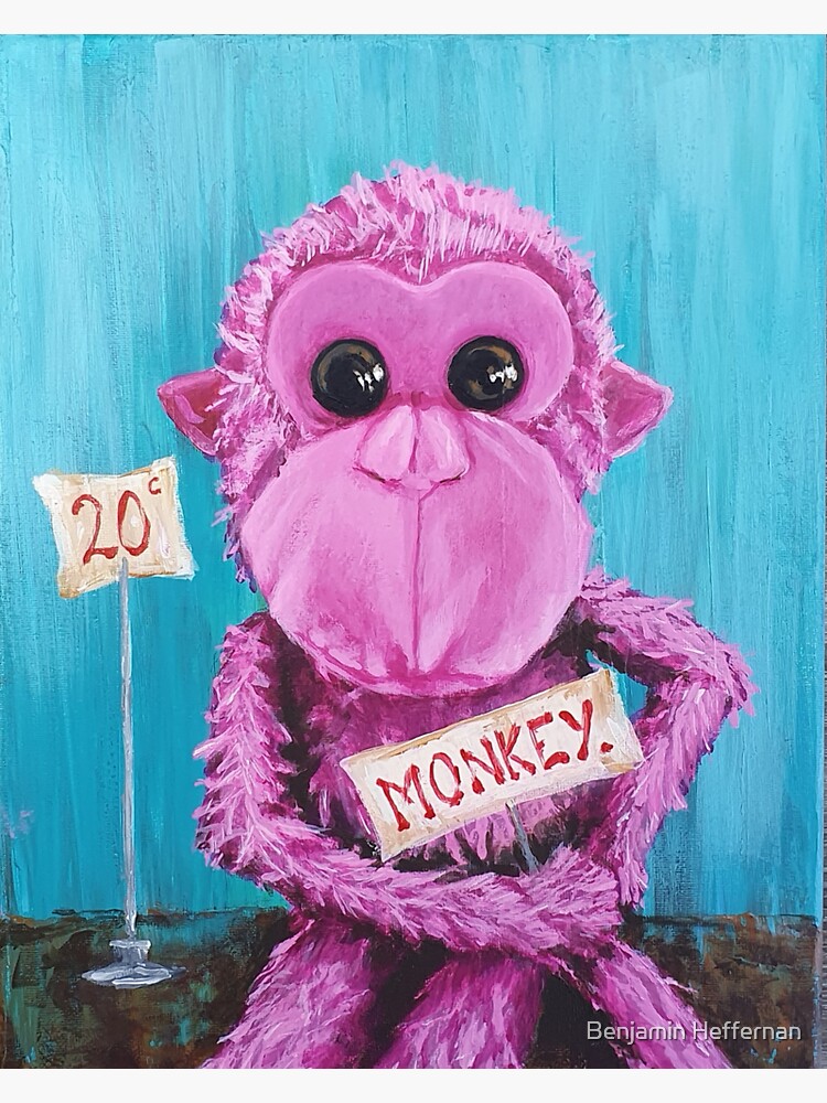 "Pink Fury Retro Monkey" Sticker for Sale by benheff | Redbubble