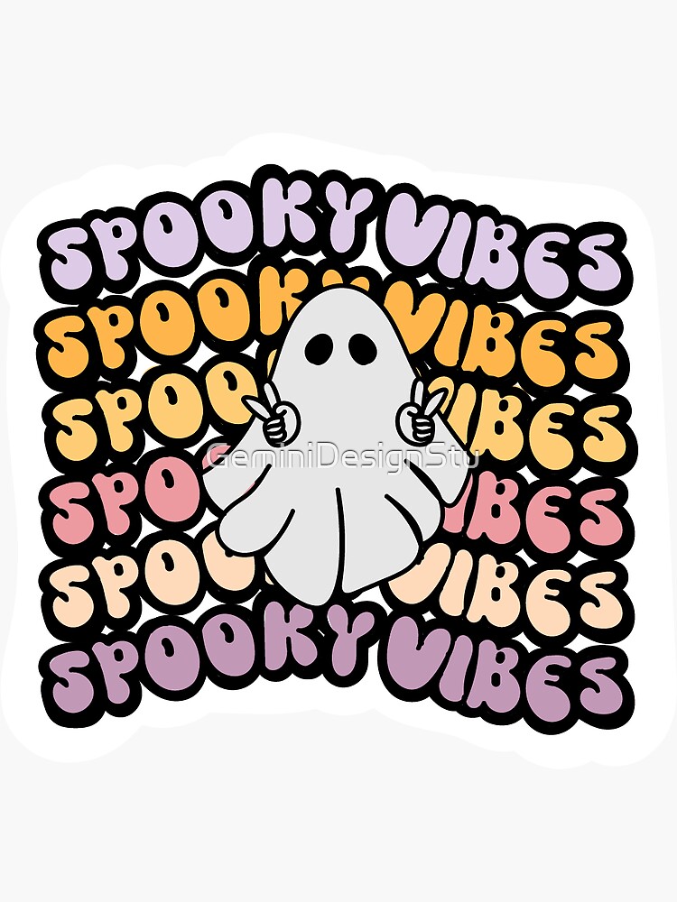"Spooky Vibes | Halloween Vibes | Retro Halloween | Cute Ghost" Sticker ...