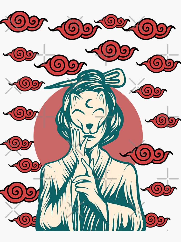 "Classic Vintage Red Cloud Legendary Kitsune Master The Arts" Sticker ...