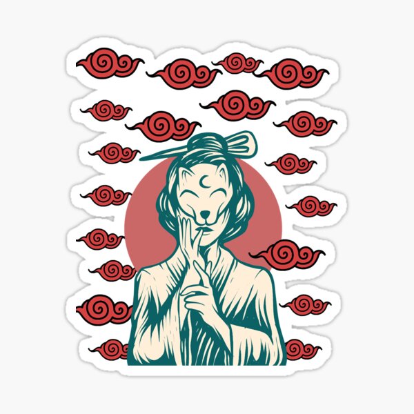 "Classic Vintage Red Cloud Legendary Kitsune Master The Arts" Sticker ...