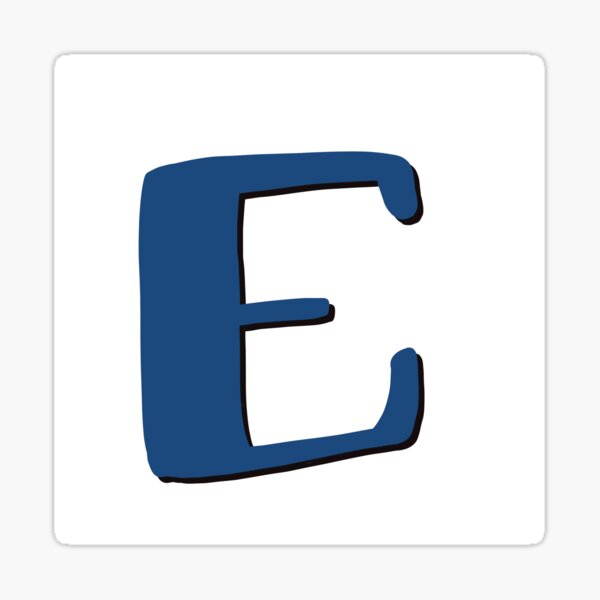 Pegatina «Letra E inicial monograma alfabeto mayúscula E en azul» de ...