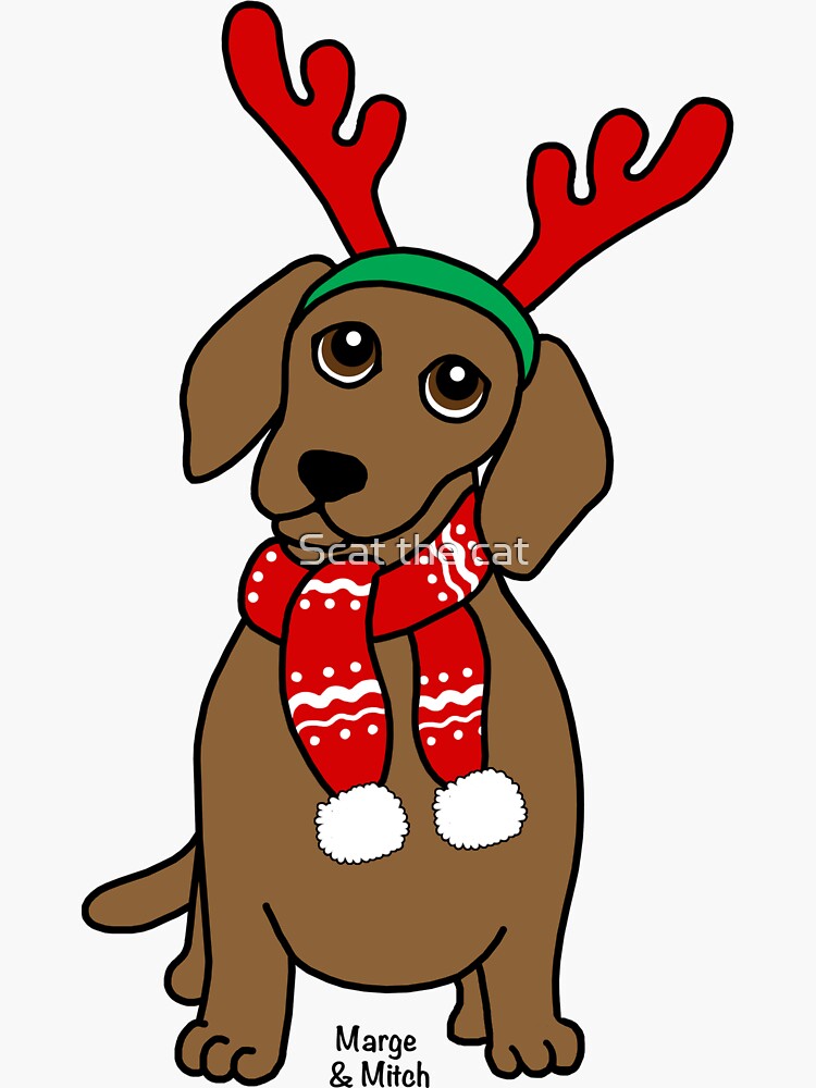 "Cute Rudolph Reindeer Dachshund Sausage Dog " Sticker for Sale by ...
