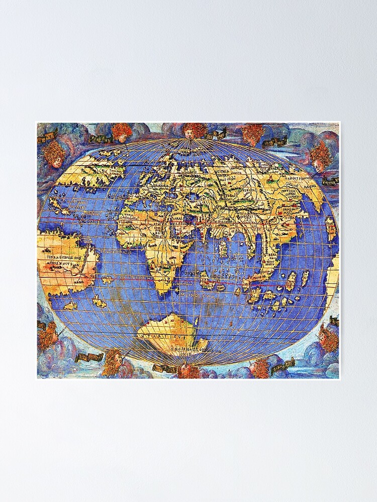 "Antique oval world map of the Florence artist Francesco Rosselli ...