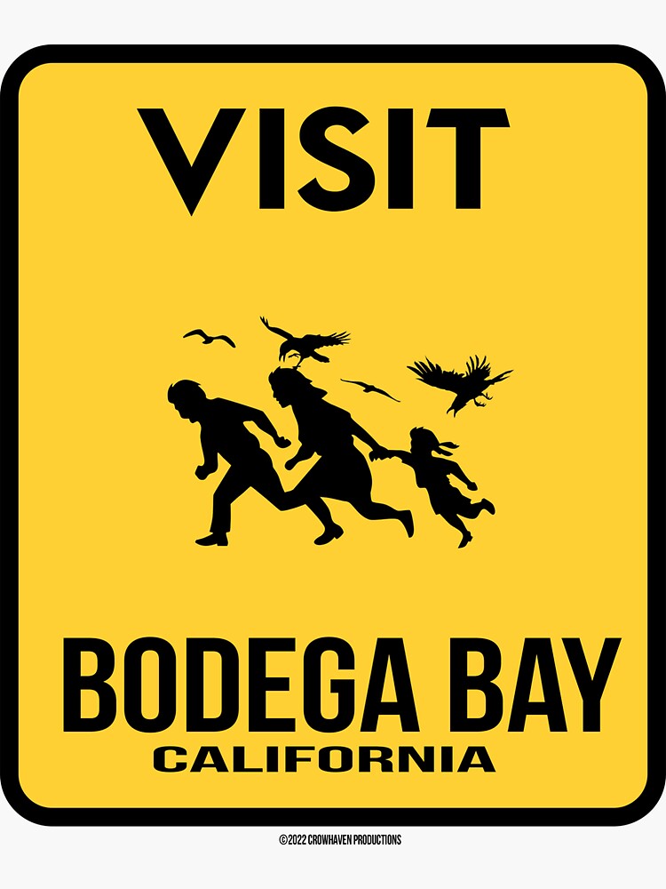 "Visit Bodega Bay" Sticker for Sale by CreatureStore | Redbubble