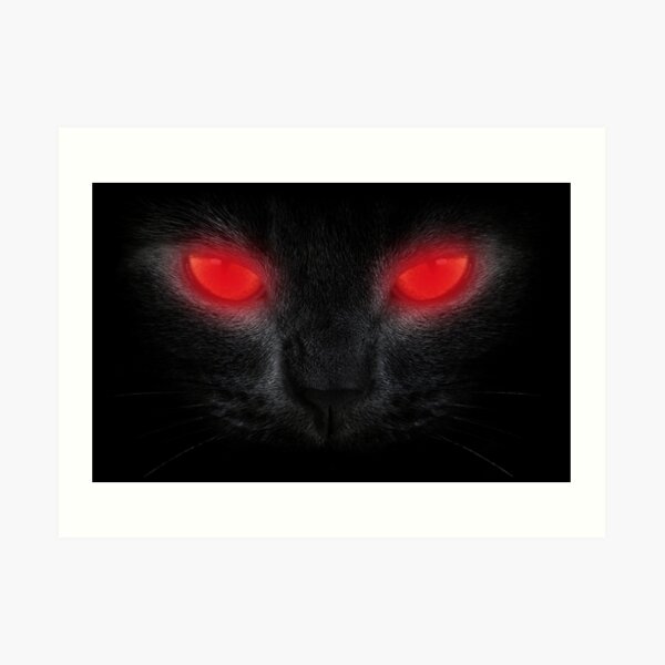 Impression artistique « Halloween effrayant chat noir rouge yeux rouges ...