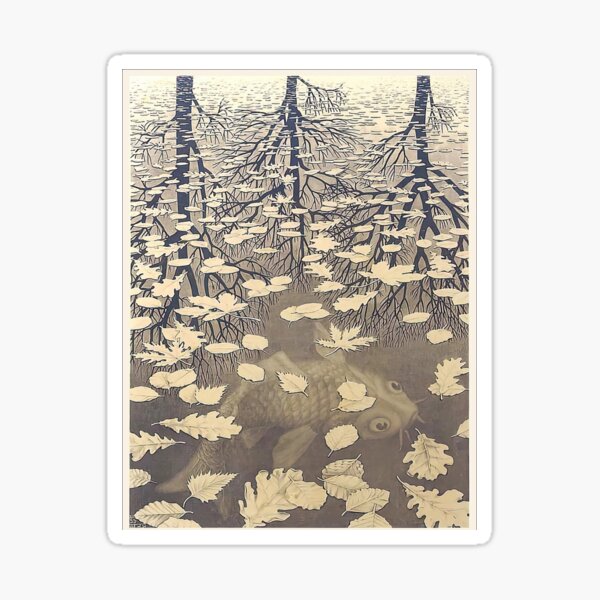 "ESCHER THREE WORLDS" Sticker for Sale by lancegimen | Redbubble