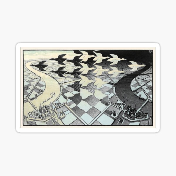 "ESCHER DAY & NIGHT" Sticker for Sale by lancegimen | Redbubble