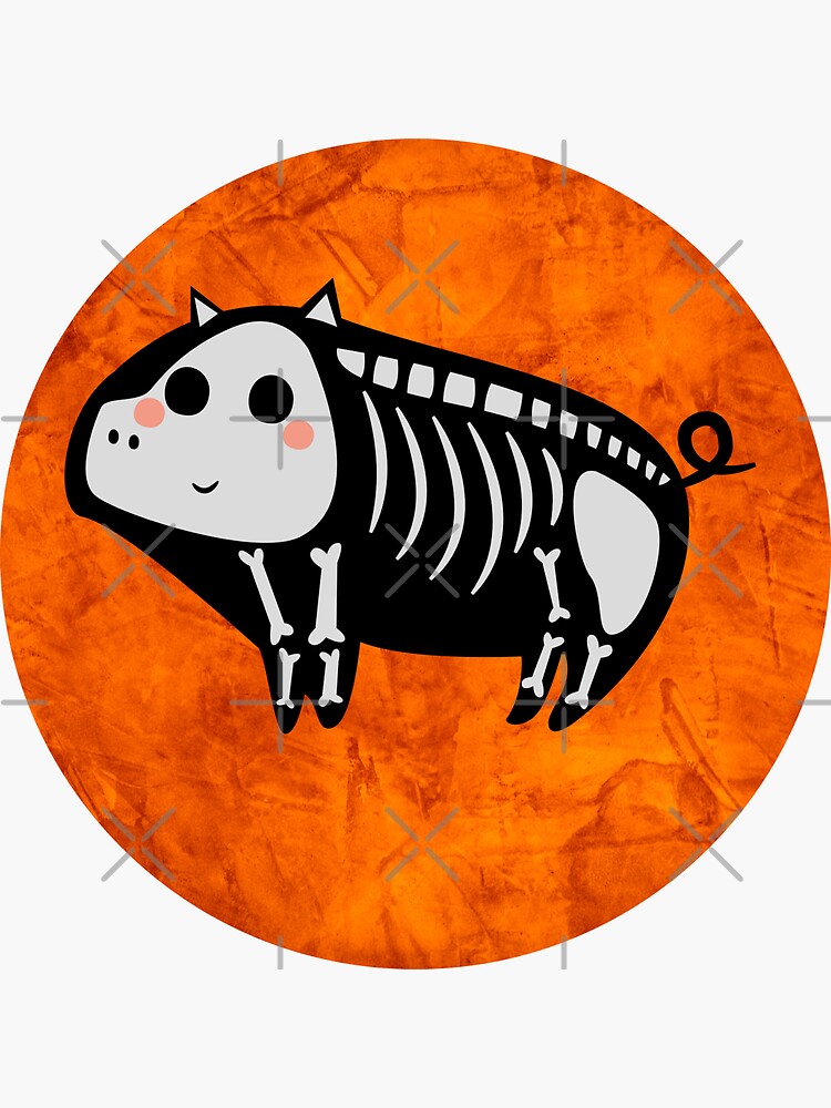"Pig cartoon xray with round orange gradient background - Pig - cartoon ...
