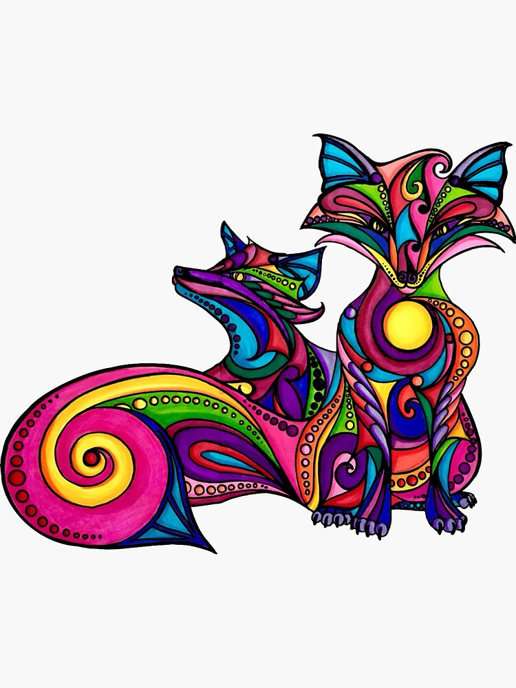 "Psychedelic Flow Fox" Sticker for Sale by laCATart | Redbubble