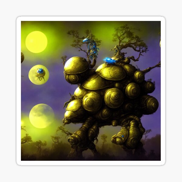 "Ancient bipedal alien battlesnail in alien planet setting III" Sticker ...