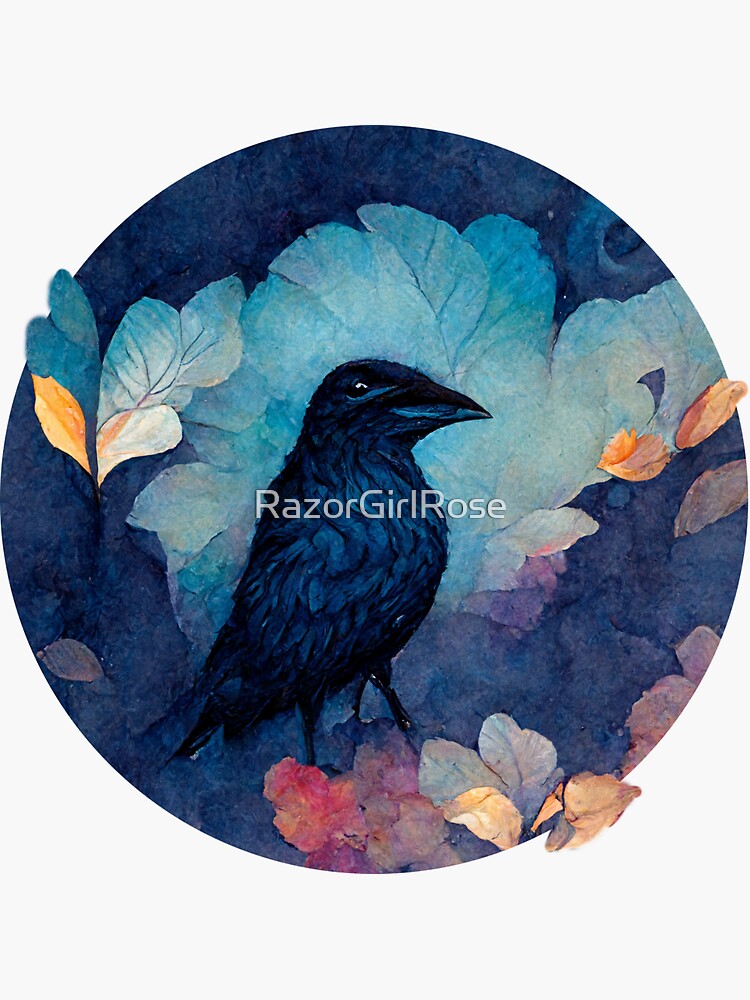 "Sticker Beautiful raven" Sticker for Sale by RazorGirlRose | Redbubble