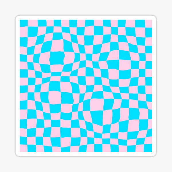 "Pink and Blue Wavy Checker Pattern" Sticker for Sale by ...