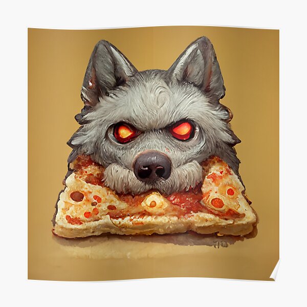 " piece of pizza wolf" Poster for Sale by La-Paqui | Redbubble