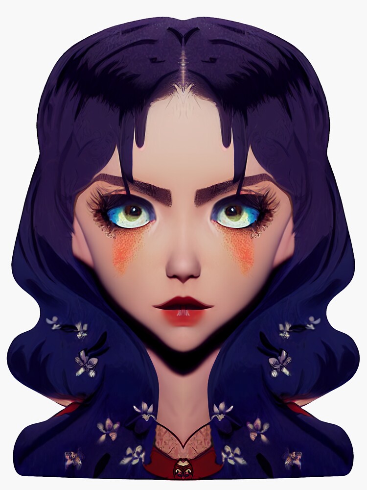 "Beautiful Vampire girl with blue violet hair" Sticker for Sale by ...