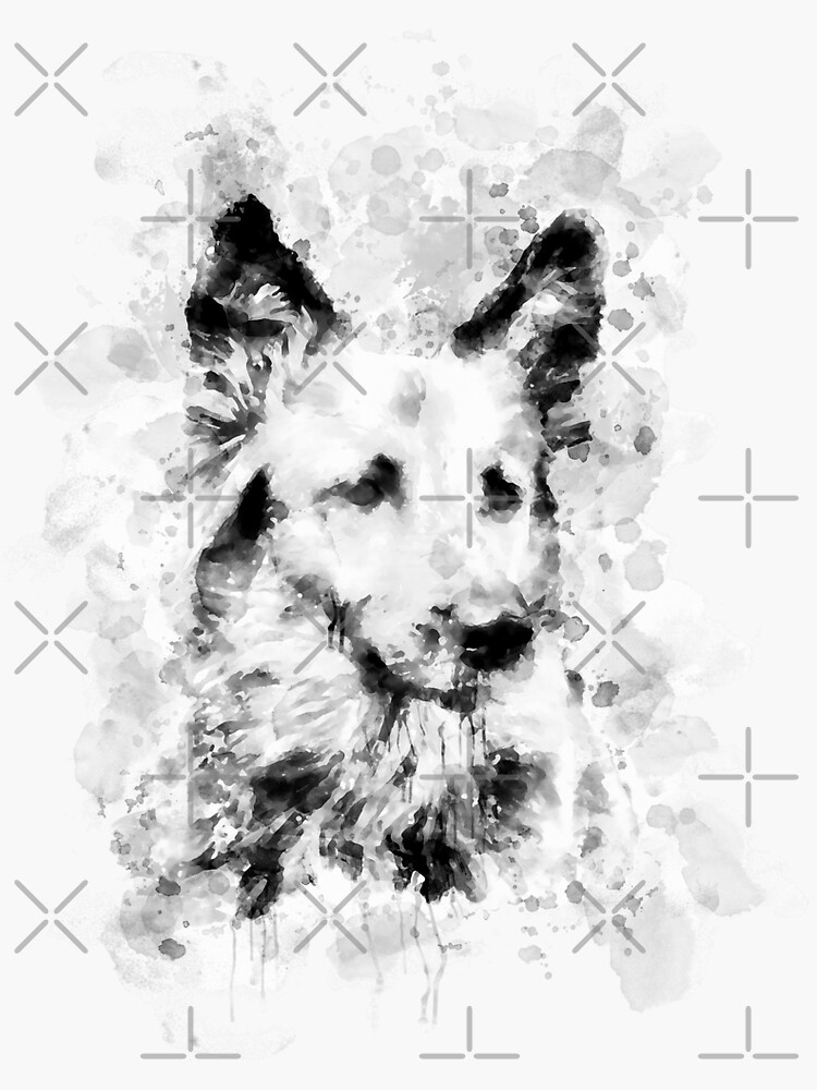 "Ink Portrait of A German Shepherd Dog v2" Sticker for Sale by ryanrad7 ...