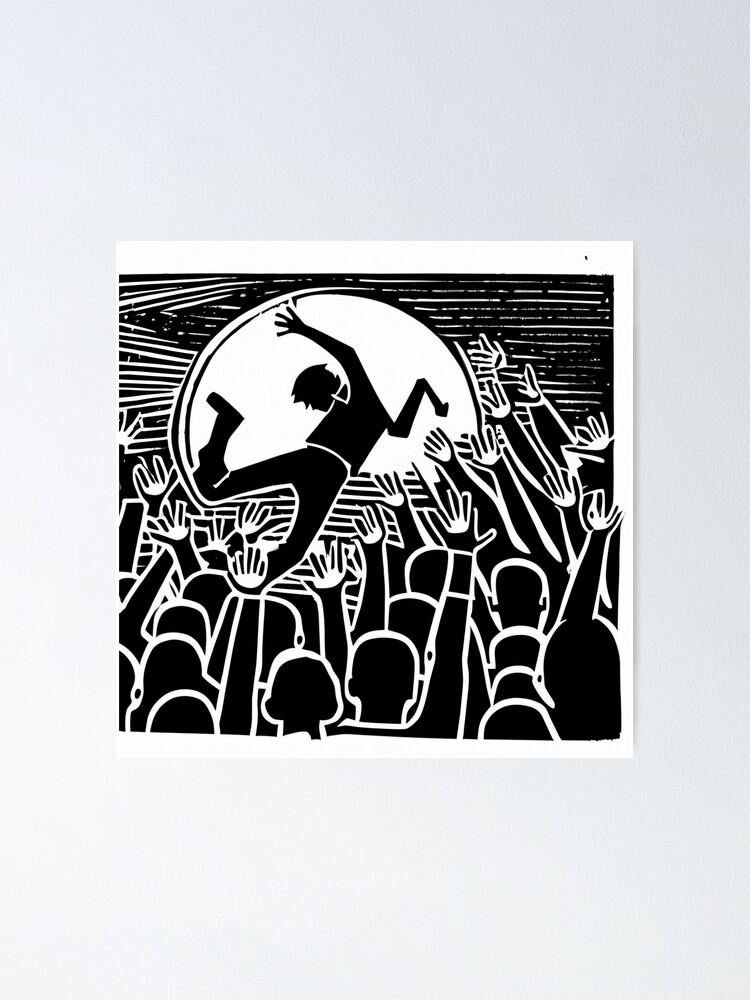 "Stage Diving, digital linocut" Poster for Sale by skillunused | Redbubble