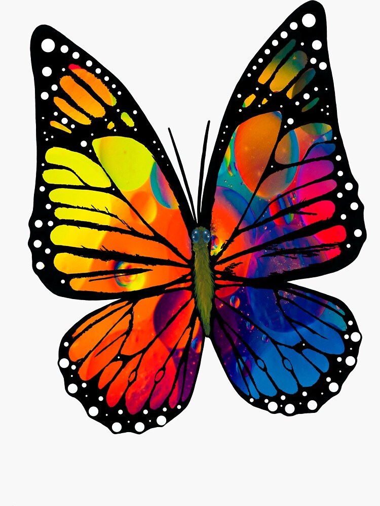 "Rainbow Monarch Butterfly" Sticker for Sale by Silveriris | Redbubble