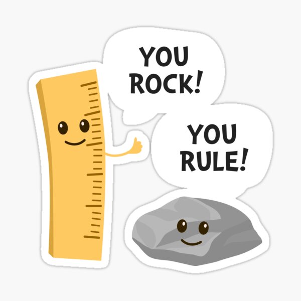 "You Rock You Rule Funny School Pun Ruler and Rock" Sticker for Sale by ...