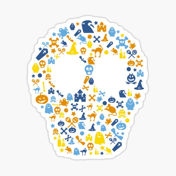 "Halloween Aro Ace Skeleton Skull Collage. Aroace Pride" Sticker for ...