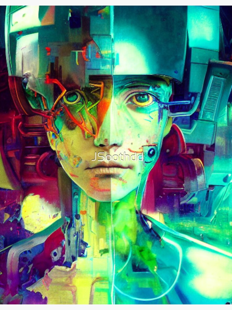 "Woman Inside the Machine - High Contrast, Color Art" Sticker for Sale ...