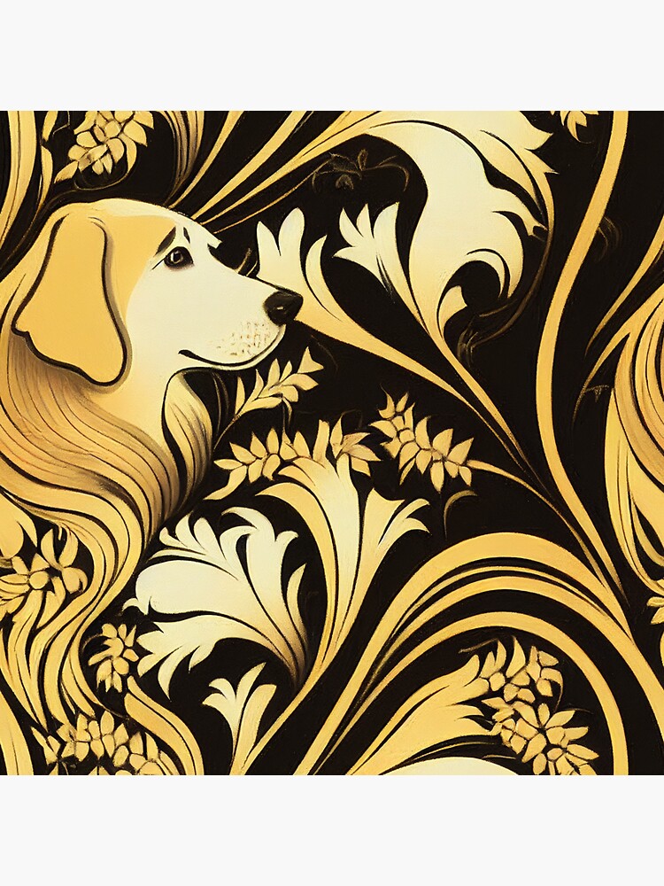 "Golden retriever vintage dog design" Sticker for Sale by Art-Love ...