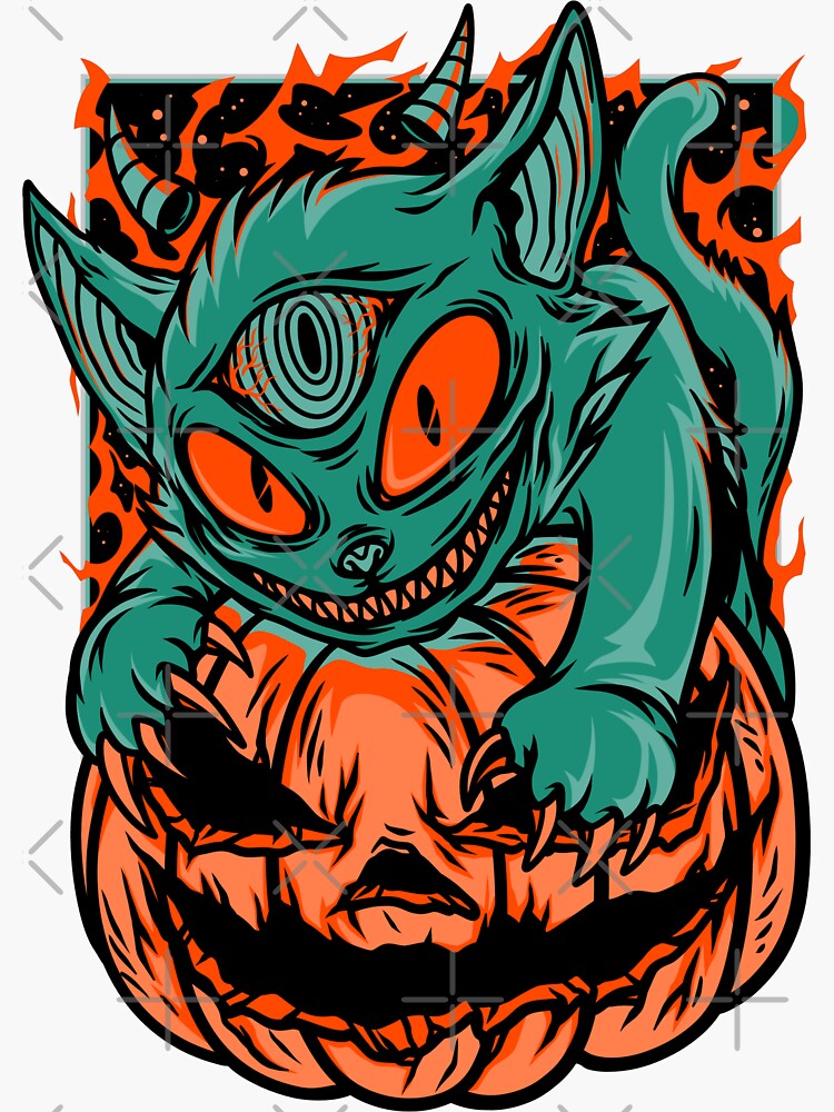 "Halloween Evil Pumpkin and Beast" Sticker for Sale by InspiredForever ...