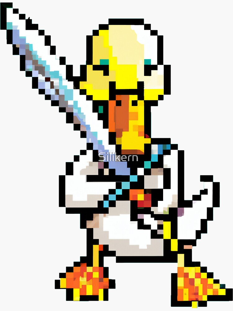 "Pixelated duck with a sword" Sticker for Sale by Silikern | Redbubble