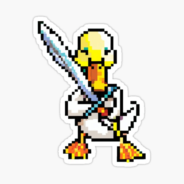 "Pixelated duck with a sword" Sticker for Sale by Silikern | Redbubble