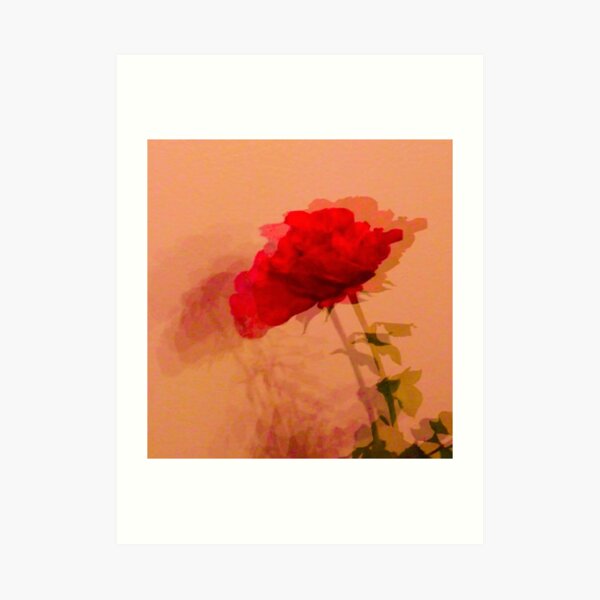 "Vintage Retro Gorgeous Red Rose with Thorns on Flower Stem" Art Print ...