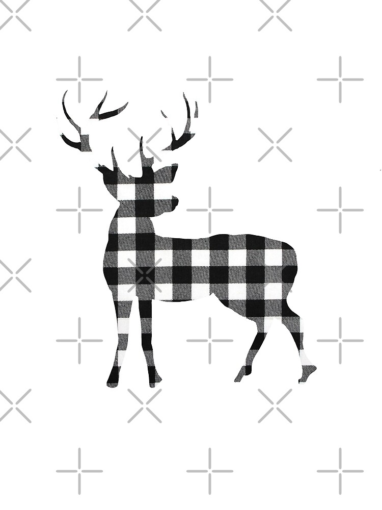 "Deer buffalo plaid black and white" Poster for Sale by Inktown | Redbubble