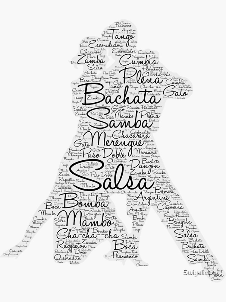 "Latin Dance Word Art Print" Sticker for Sale by Swigalicious | Redbubble