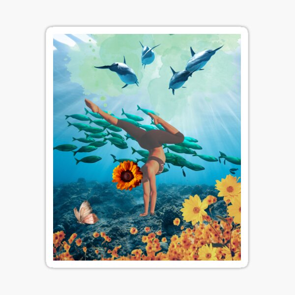 "Underwater Hang Ten" Sticker for Sale by MsShirleySu | Redbubble