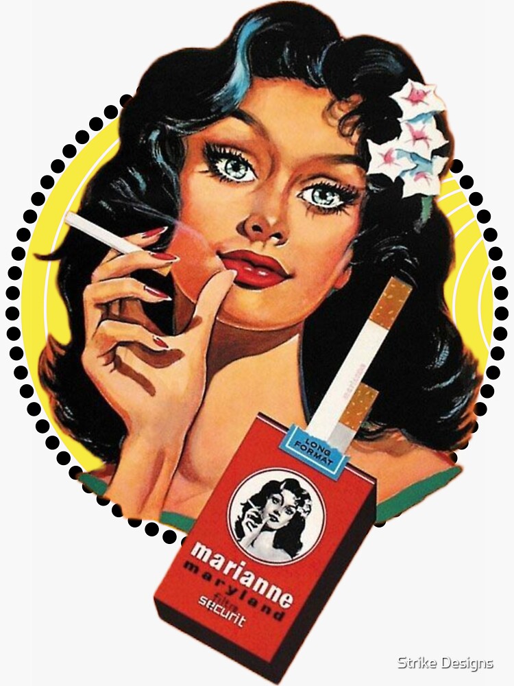 "Retro Cigarettes ad girl smoking collage design" Sticker for Sale by ...