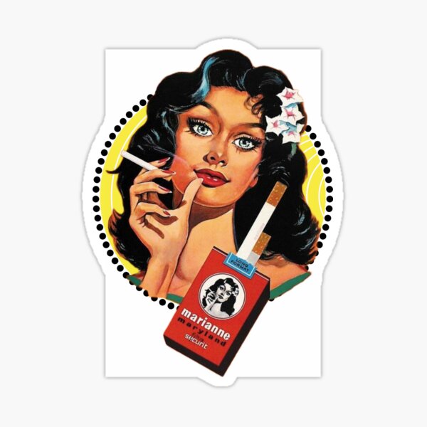 "Retro Cigarettes ad girl smoking collage design" Sticker for Sale by ...