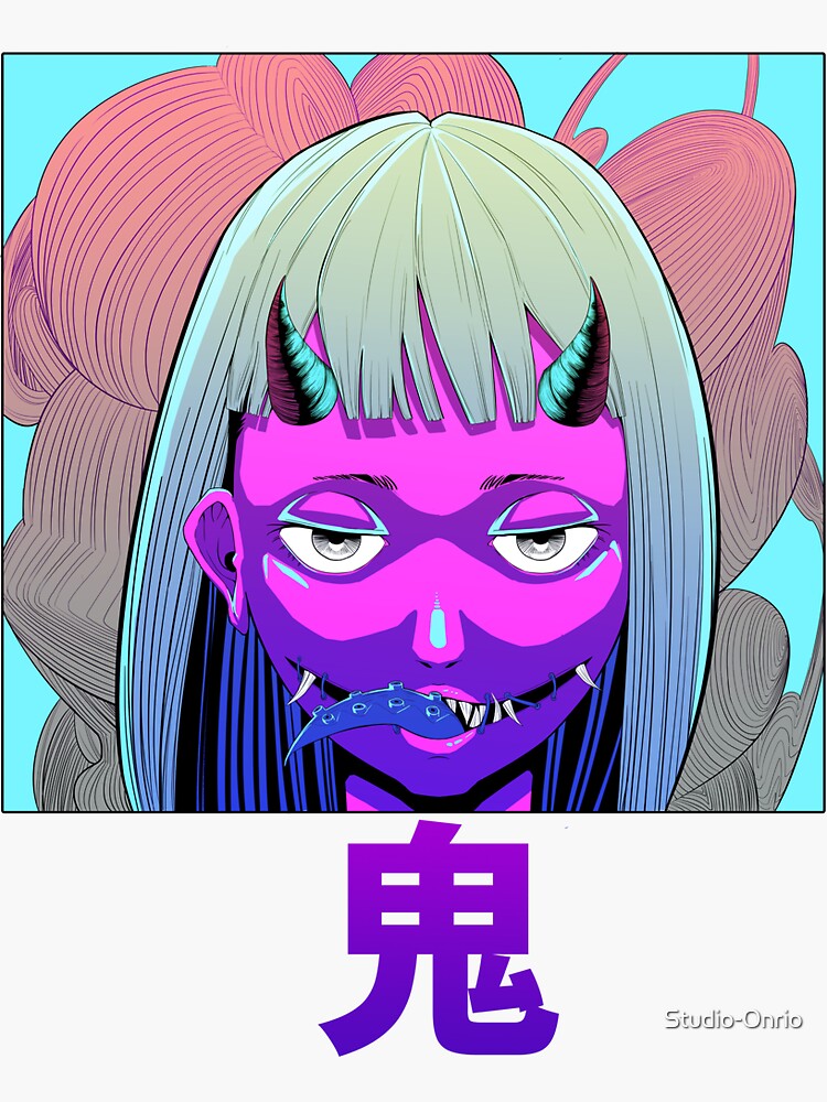 "Purple Oni" Sticker for Sale by Studio-Onrio | Redbubble