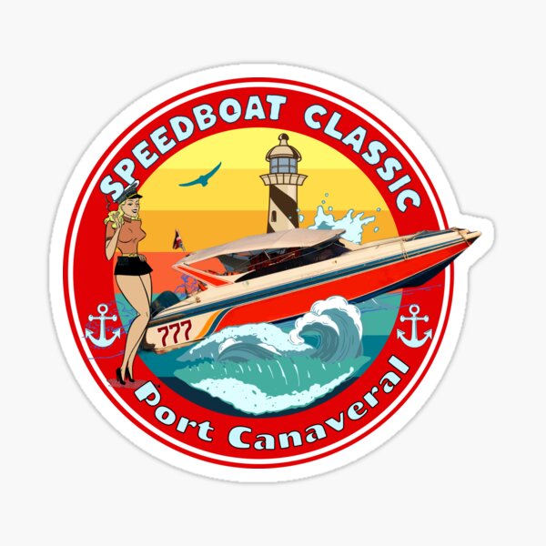"Speedboat Classic Port Canaveral Florida " Sticker for Sale by ...