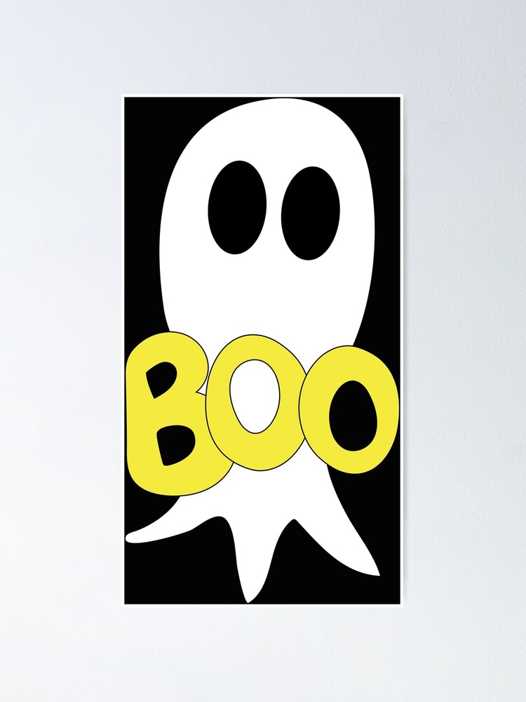 Poster « Dessin animé fantôme mignon avec texte BOO », par ...
