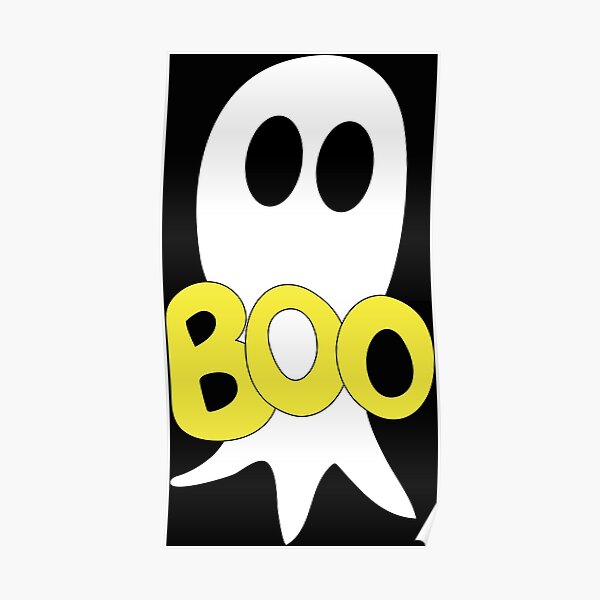Poster « Dessin animé fantôme mignon avec texte BOO », par ...