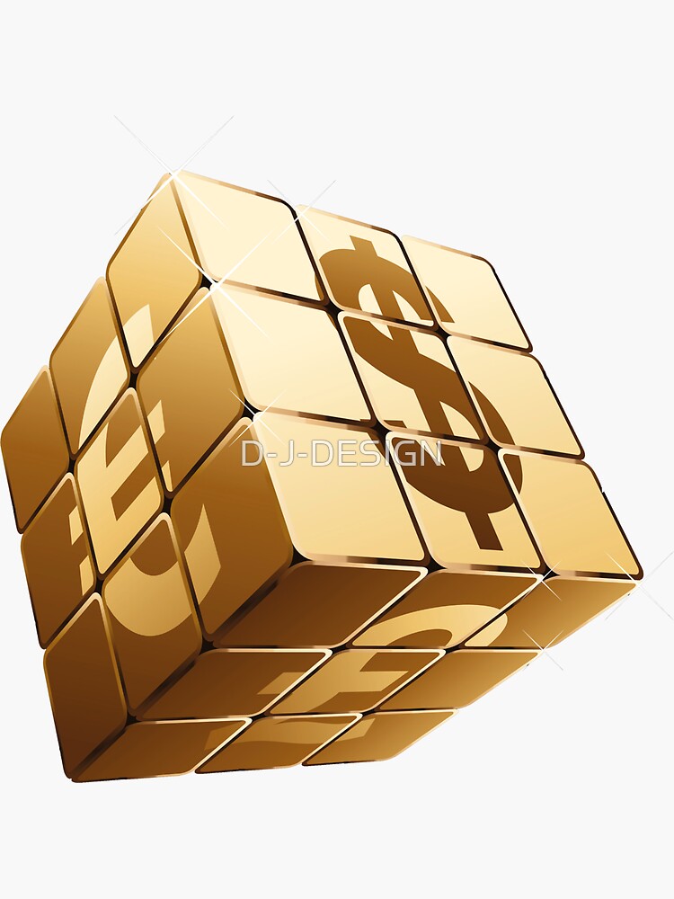 "GOLDEN CURRENCY RUBIKS CUBE - GOLD - FOREX - DOLLAR EURO POUND ...