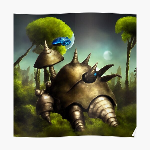 " A spiky alien battlesnail with a trunk and umbrella antenna in alien ...