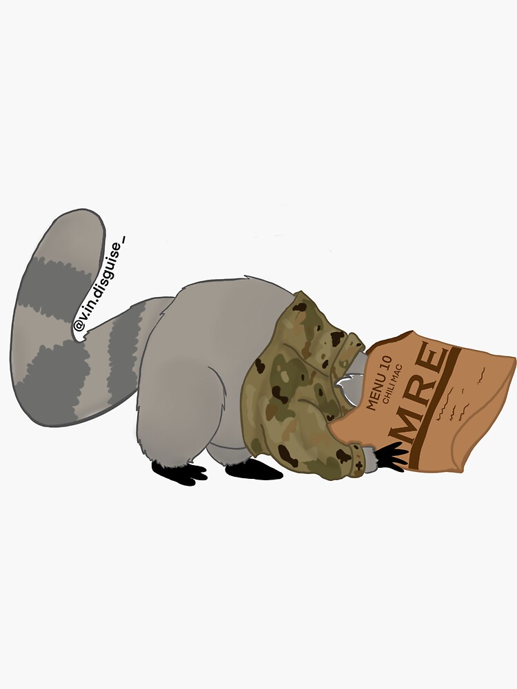 "Army raccoon ? MRE " Sticker for Sale by VInDisguise | Redbubble