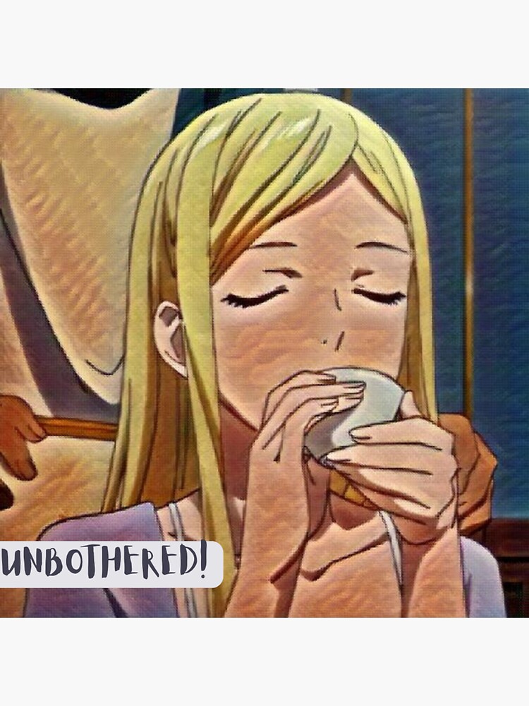 "Unbothered Bishamon" Sticker for Sale by Anime-Frenzzzy | Redbubble