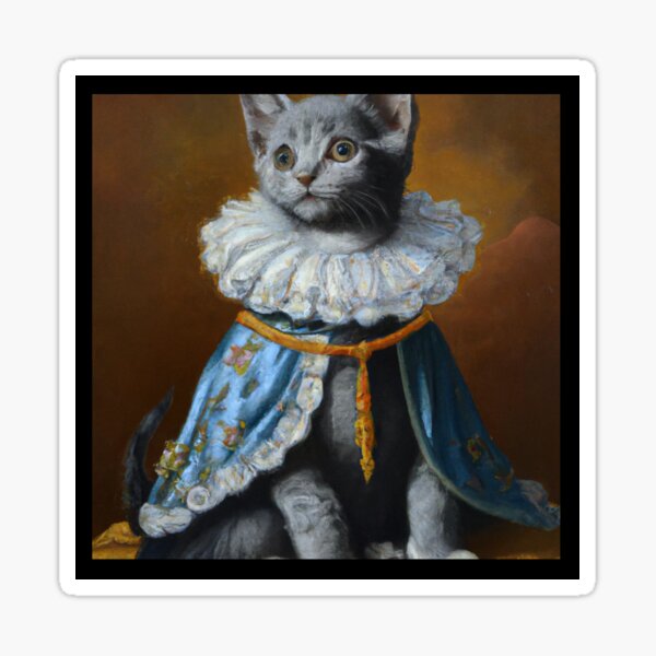 "Oil Portrait of a Regal Kitten in Robes" Sticker for Sale by ...