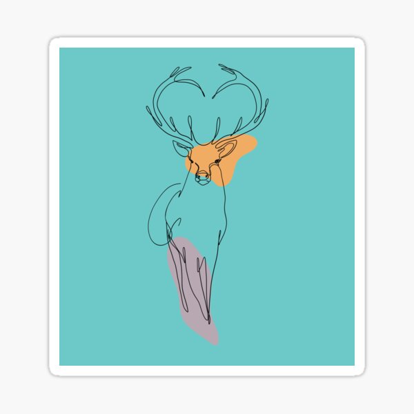 Deer Outline Drawing One Line Art Sticker For Sale By