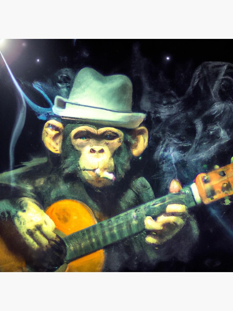 Póster «Chimpancé fumando un cigarrillo y tocando la guitarra» de ...