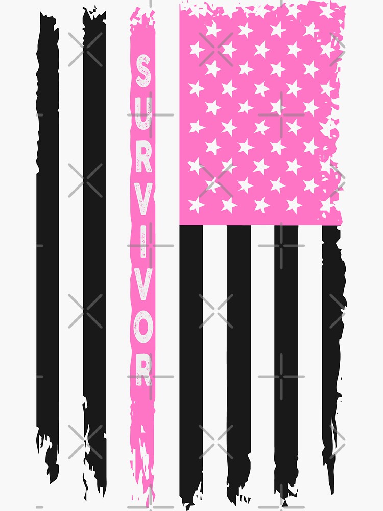 "SURVIVOR Flag With White Stars Breast Cancer Awareness Design" Sticker ...