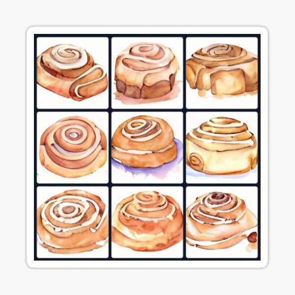 "Cinnamon Roll Pack" Sticker for Sale by CinderPress | Redbubble
